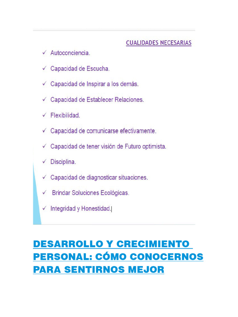 Desarrollo Y Crecimiento Personal Pdf Crecimiento Personal Y