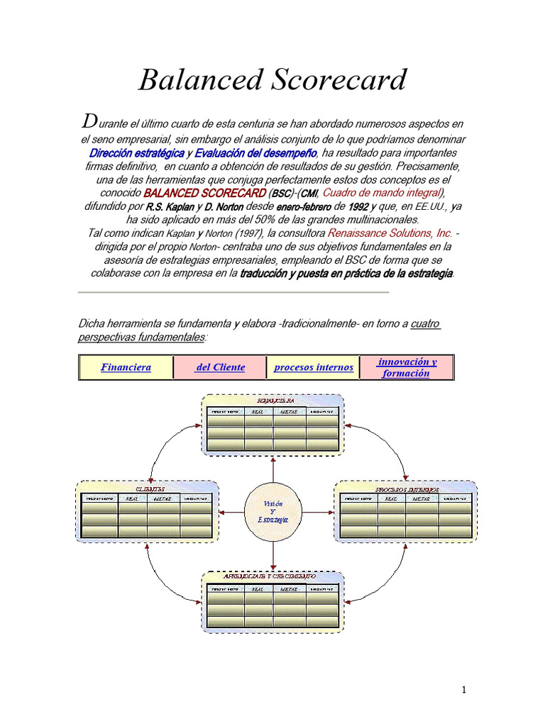 Balanced Scorecard - Curso | PDF