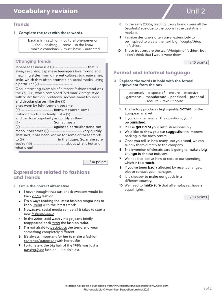 C1 U2 Vocabulary Revision | PDF