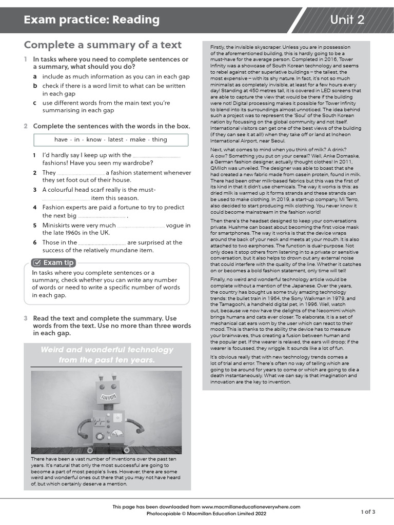 C1 U2 Exam Practice Reading | PDF