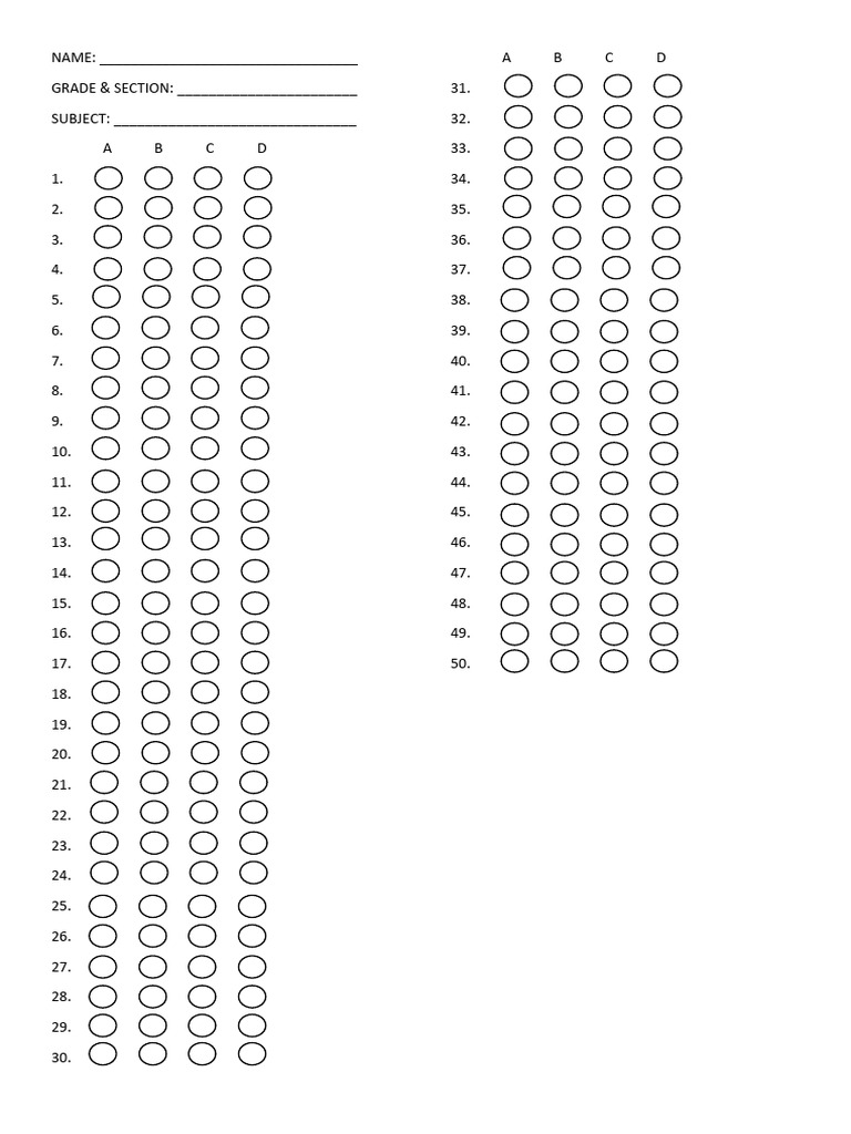 Answer Sheets Diagnostic | PDF Answer Sheets Diagnostic | PDF