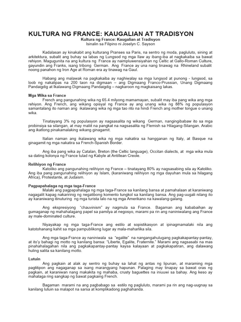 Kultura NG France | PDF