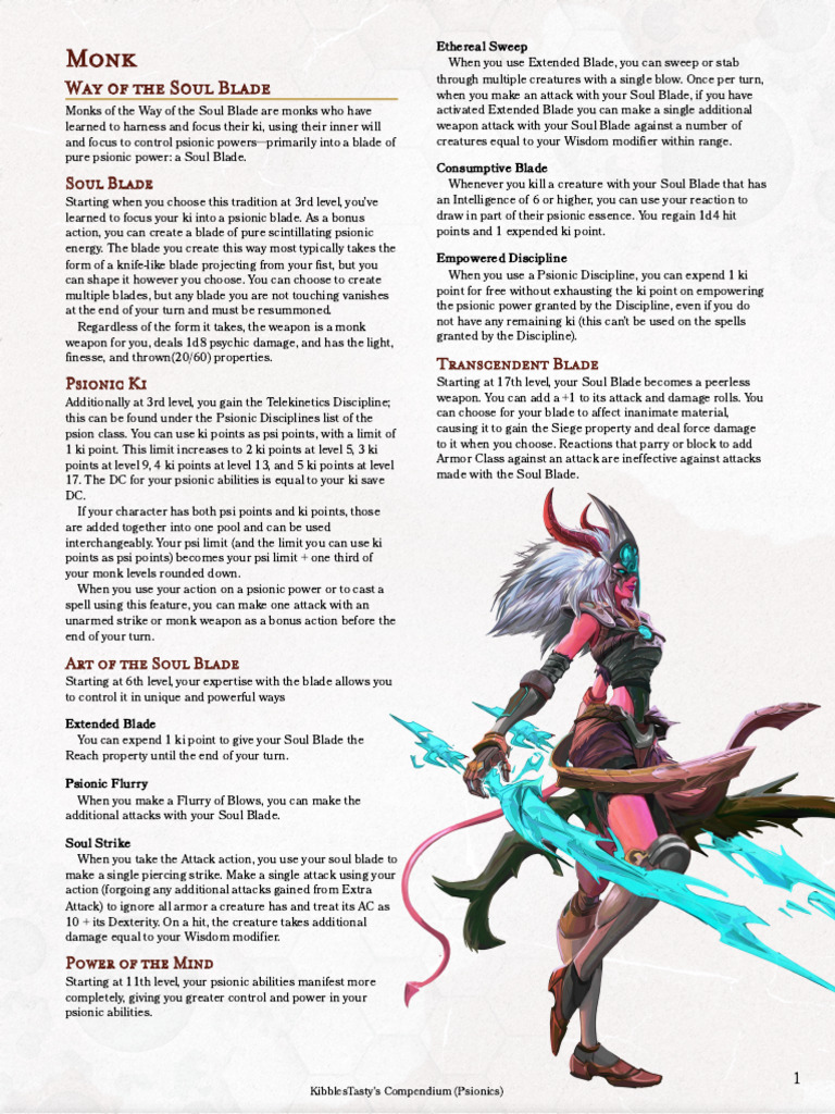 Monk - Way of The Soul Knife - GM Binder | PDF | Dungeons & Dragons ...