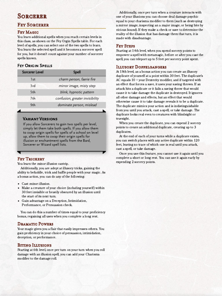 Sorcerer - Fey - GM Binder | PDF | Fairies