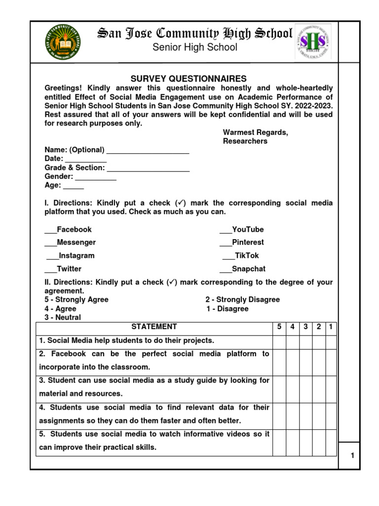 Survey Questionnaire Group 5 | PDF | Social Science