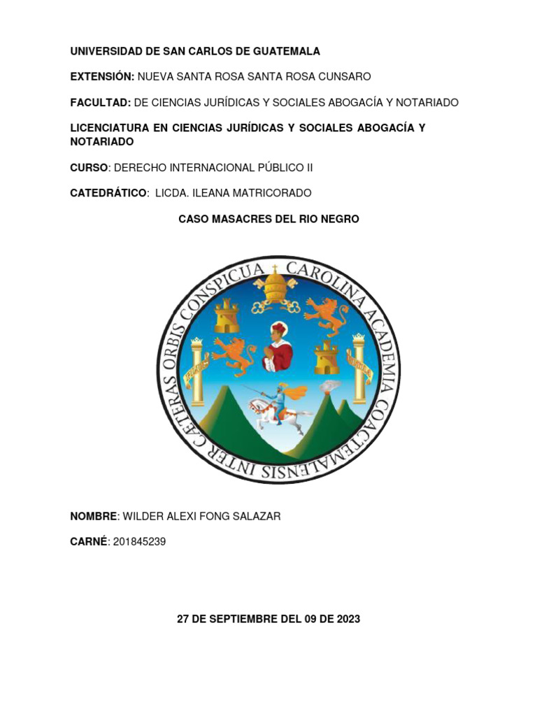 Caso Masacres Del Rio Negro Wilder Alexi Fong Salazar 201845239 Dip ...