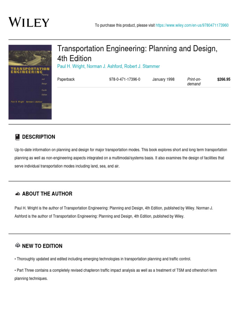 Wiley - Transportation Engineering - Planning and Design, 4th Edition - 978-0-471-17396-0 | PDF