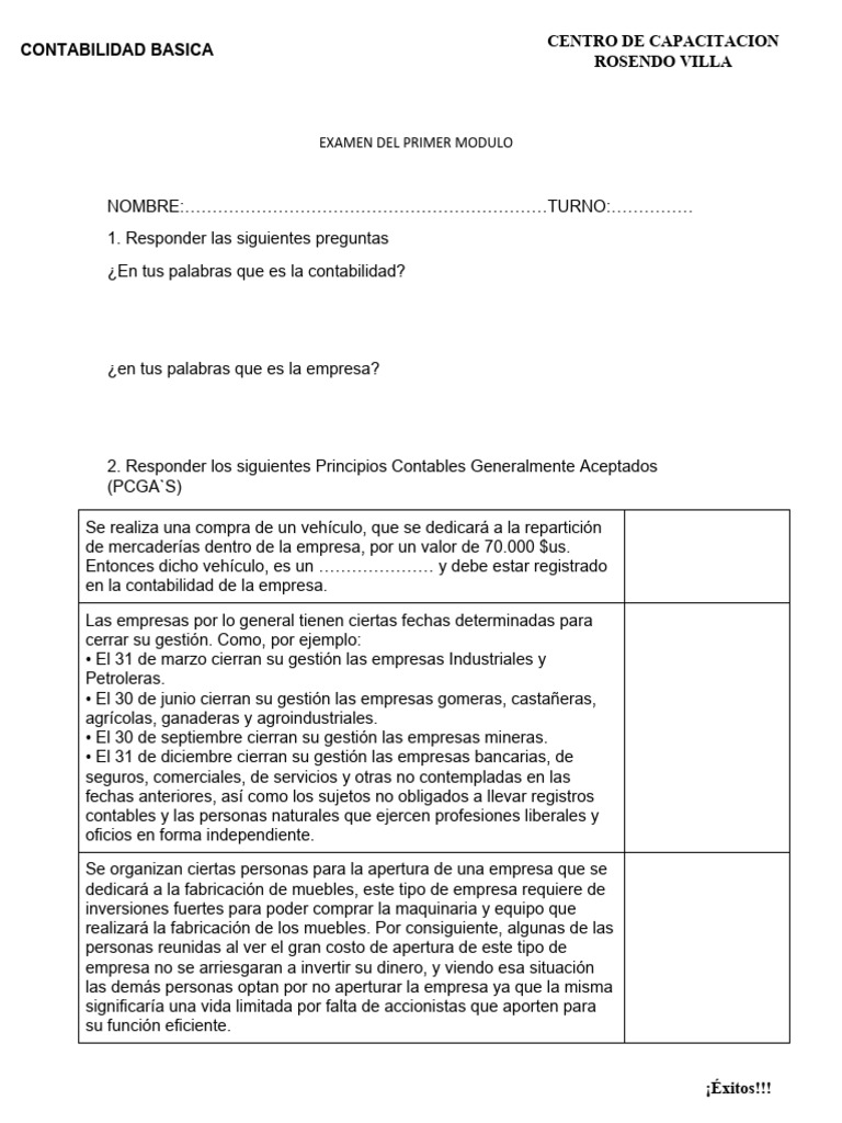 Examen Del Primer Modulo | PDF