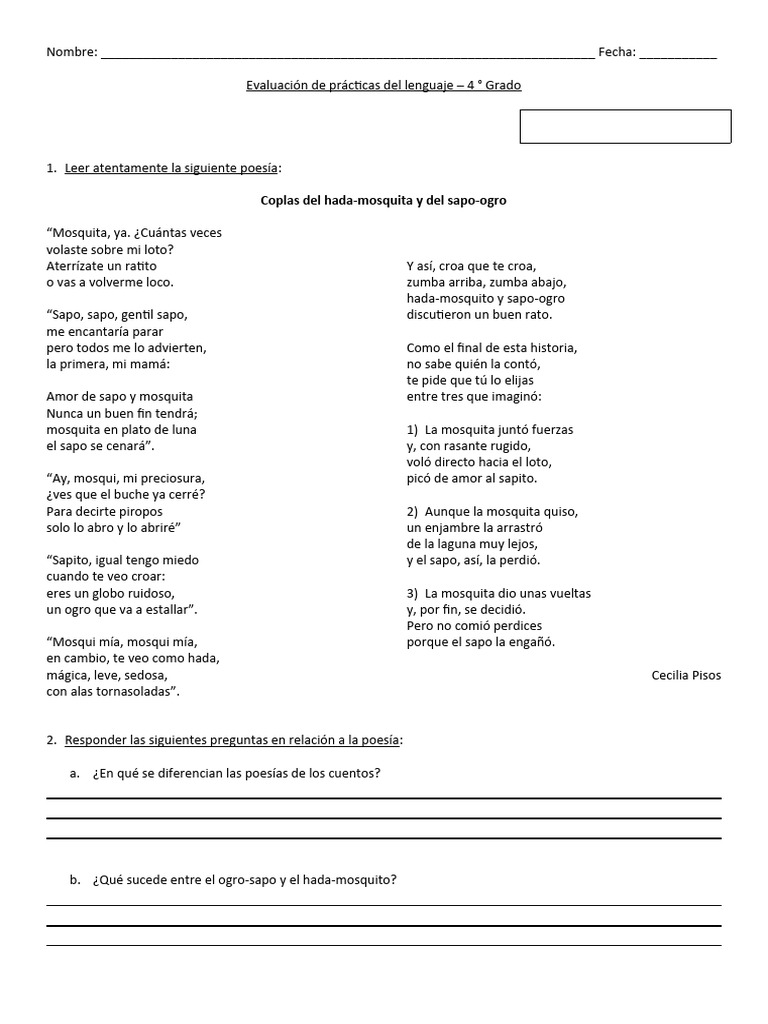 Poesía y Lenguaje para 4° Grado | PDF | Poesía