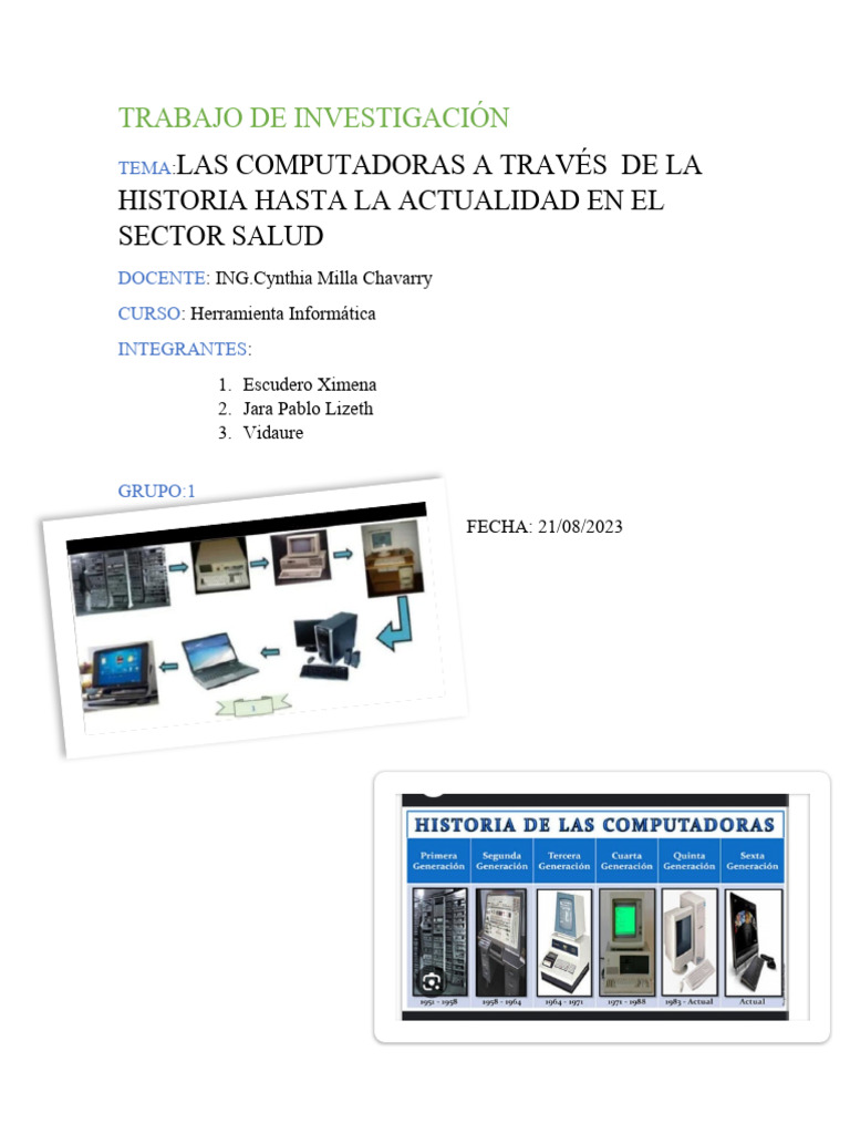 Las Computadoras A Través de La Historia Hasta La Actualidad en El Sector Salud | PDF ...