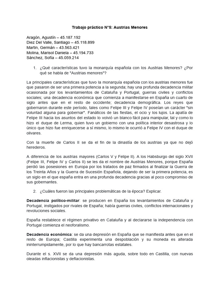 TPN°5- Austrias Menores | PDF | España | Imperio español