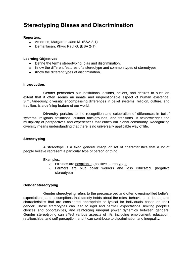 Module-9-Stereotyping Biases and Discrimination | PDF | Discrimination ...
