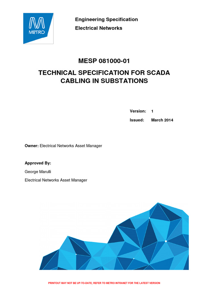 L2-ELN-SPE-012.pdf SCADA Cabling | PDF | Direct Current | Electrical ...