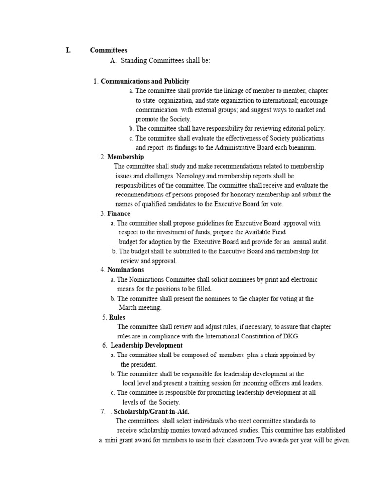 Society Committee Roles & Duties | PDF | Committee | Board Of Directors