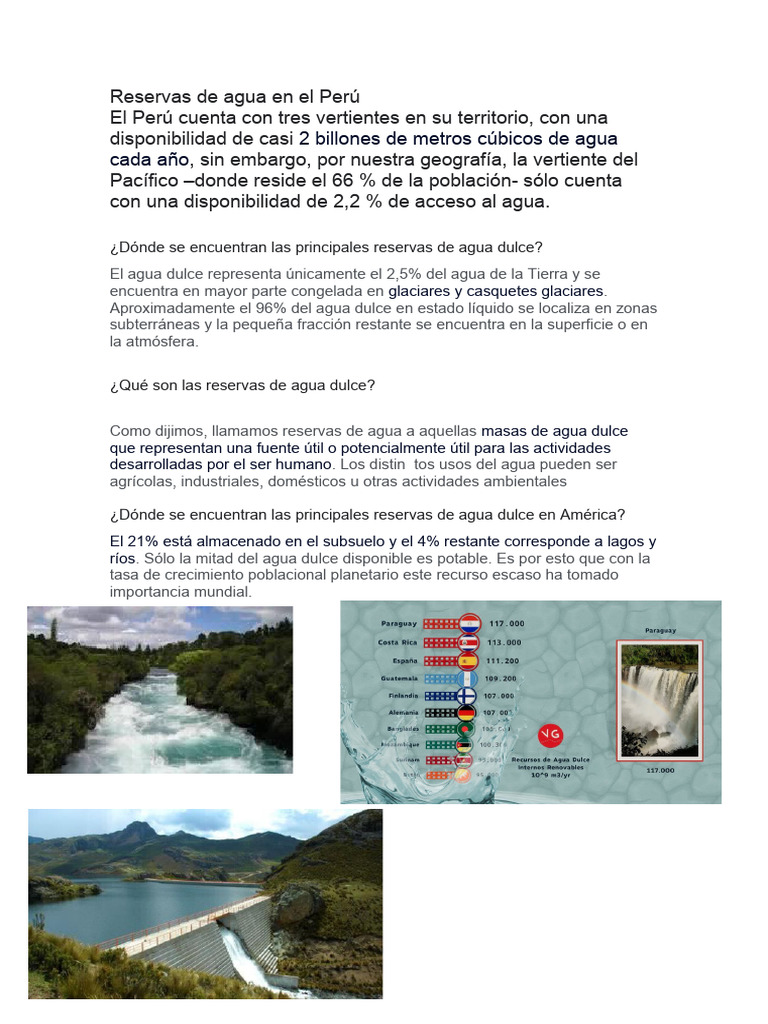 Reservas de Agua en El Perú | PDF