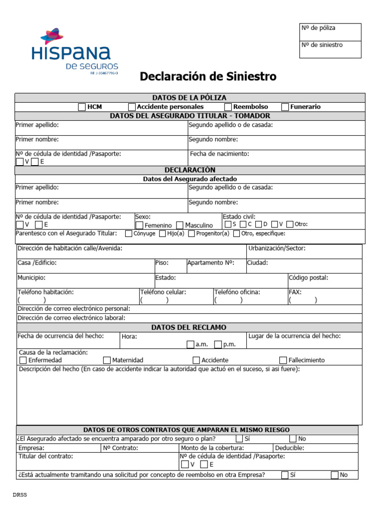 Declaracion de Siniestro | PDF