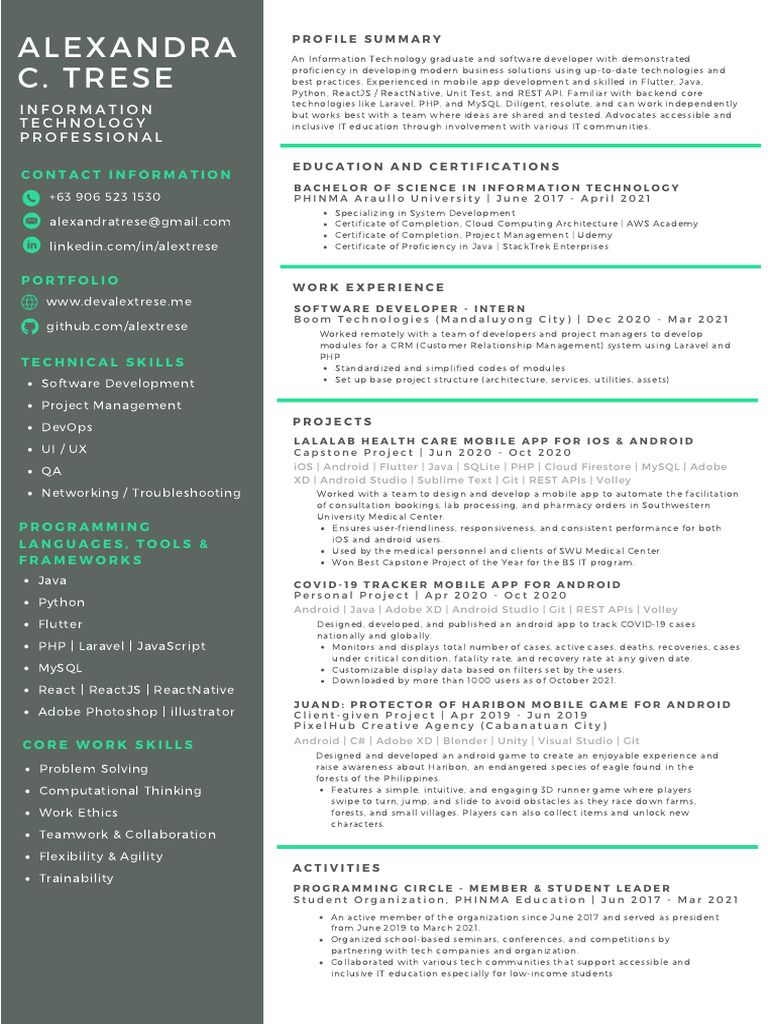 Sample Resume - BS IT | PDF