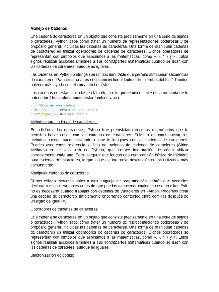 Manipulación De Cadenas En Python Pdf 5114