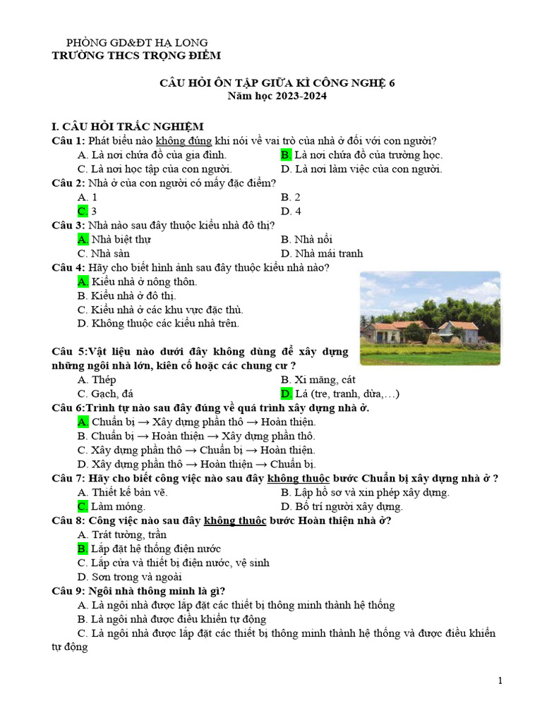 CN 6 - Ôn tập GK1 - giải | PDF