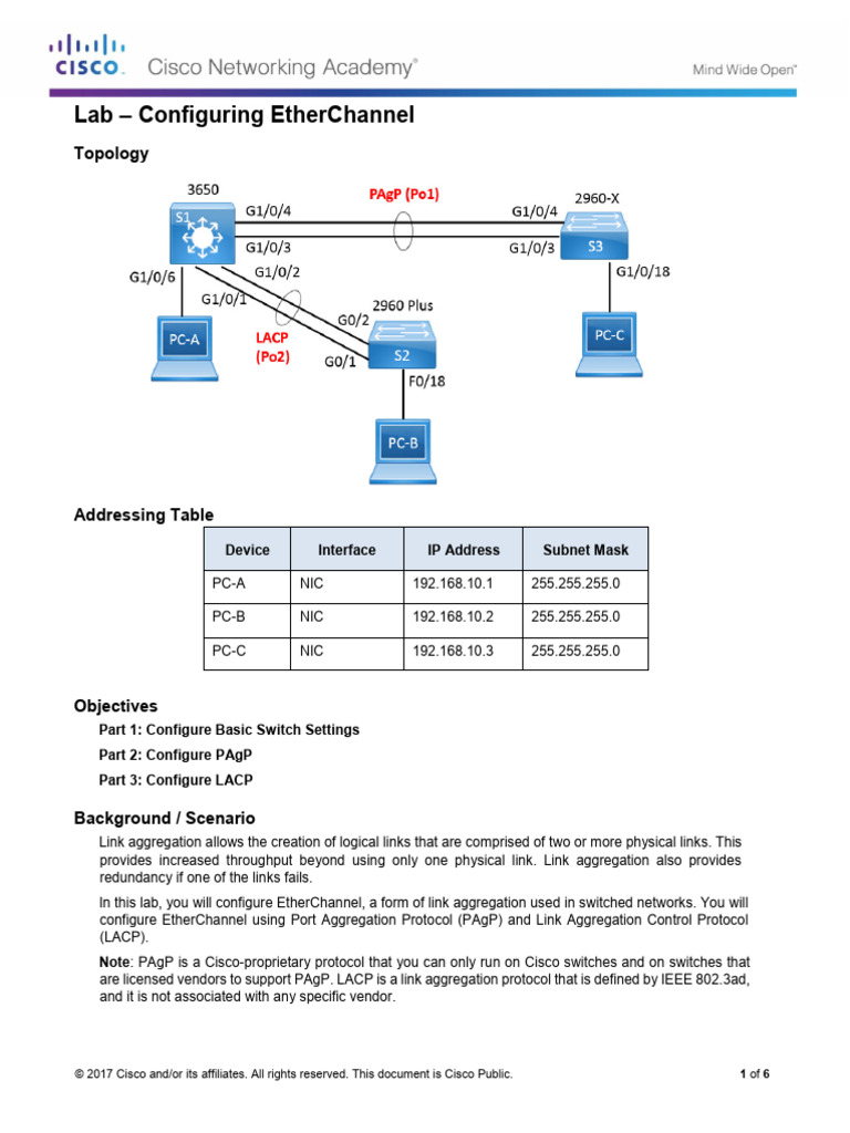 Lab3b - Configuring EtherChannel | PDF | Network Switch | Telecommunications Standards