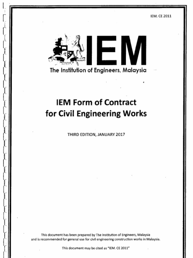 IEM Form of Contract For Civil Engineering Works - 2017 - (OCR Ver) | PDF