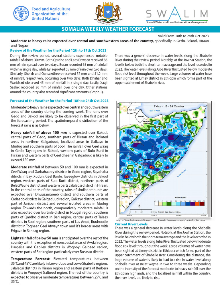 Somalia_Rainfall_Forecast_18_October_2023 | PDF | Rain | Flood