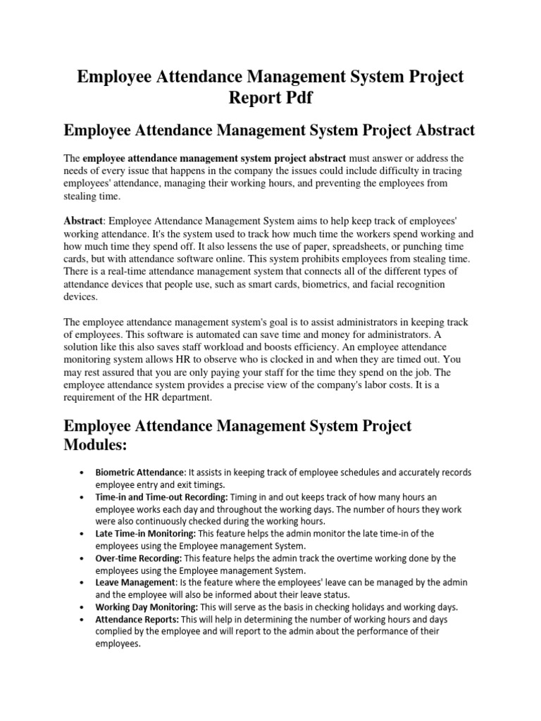 Employee Attendance Management System | PDF | Use Case | Computer Science