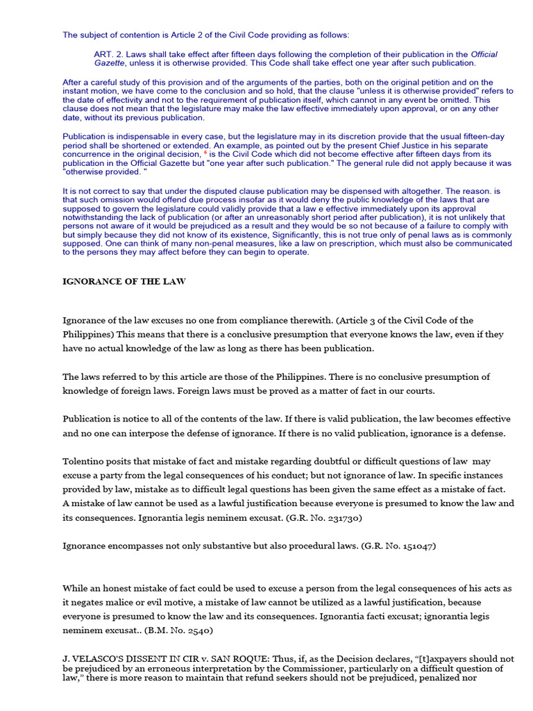 Art 2 Civil Code | PDF | Mens Rea | Criminal Law