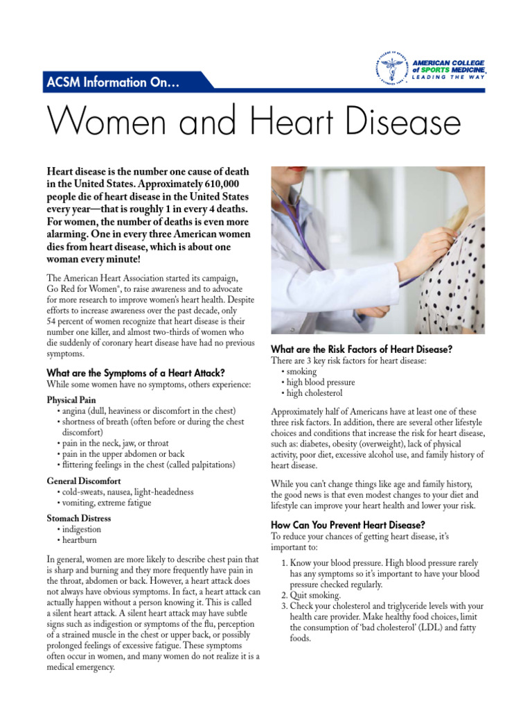 Cpi Women and Heart Disease Brochure | PDF | Coronary Artery Disease ...