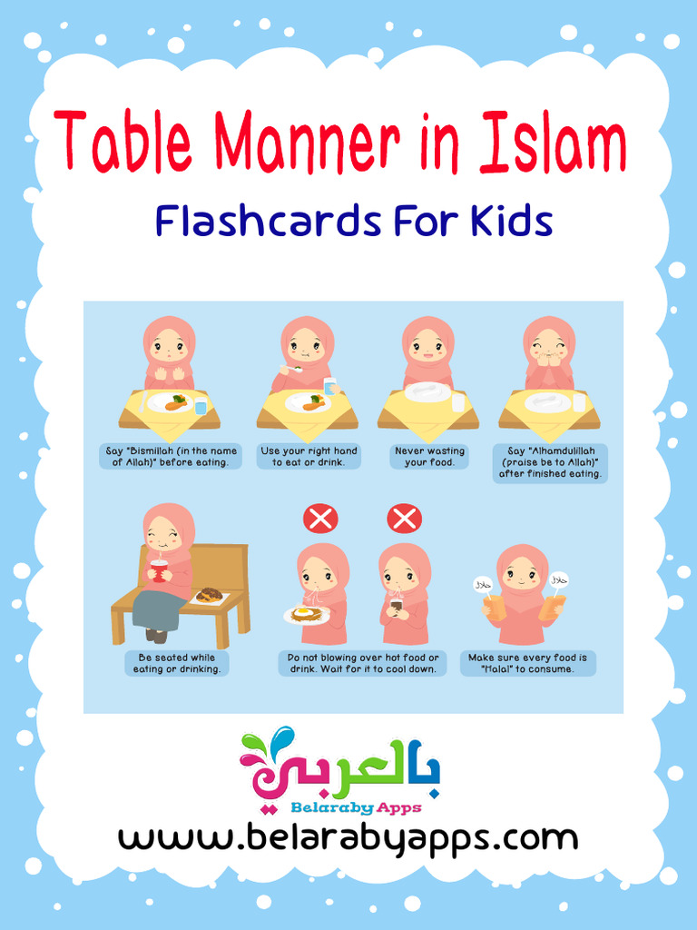 Free Table Manners in Islam Flashcards For Kids | PDF