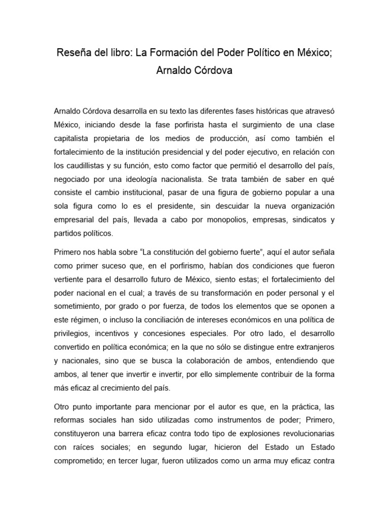 Formación del Poder Político en México | PDF | Capitalismo | Estado ...