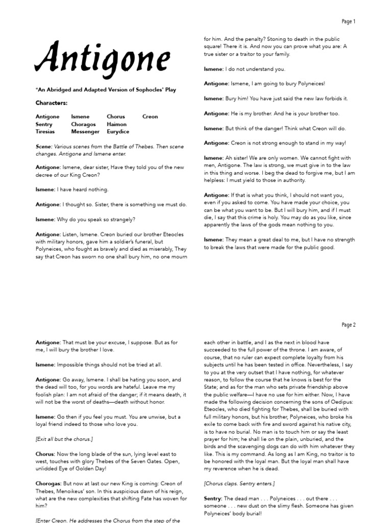 Antigone | PDF | Theban Mythology | Boeotian Mythology