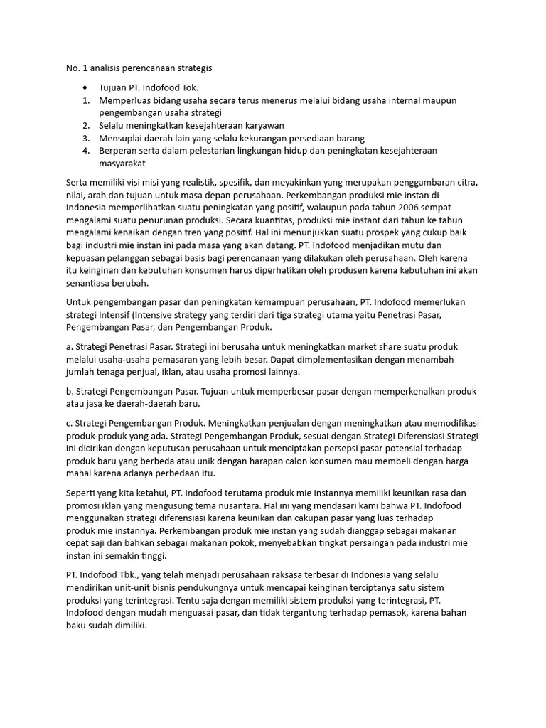 Analisis Perencanaan Strategis | PDF | Bisnis | Pengelolaan Keuangan & Uang