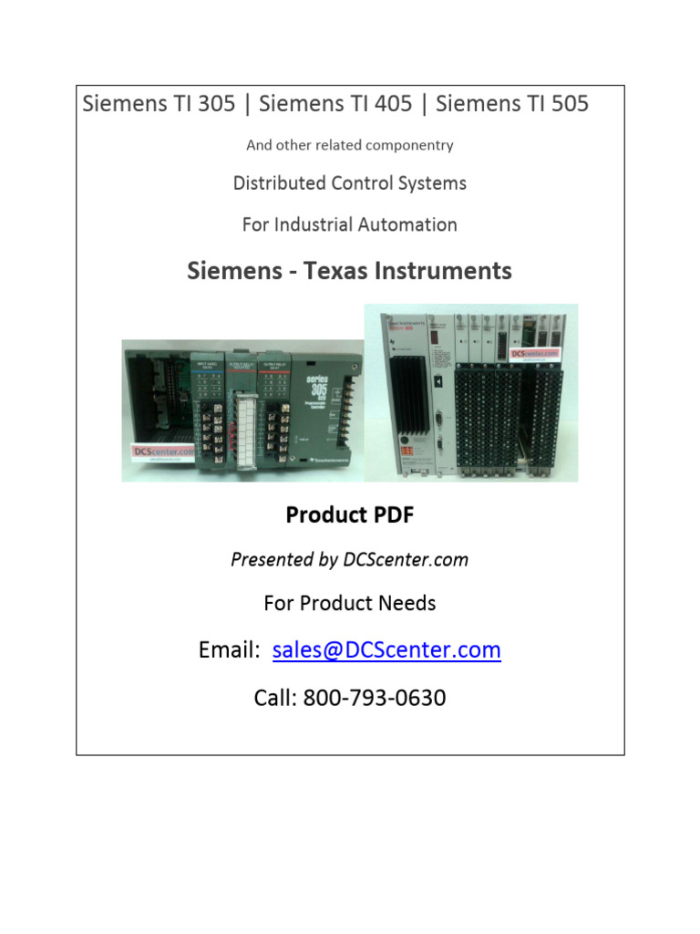 Siemens - Texas Instruments: Siemens TI 305 - Siemens TI 405 - Siemens ...