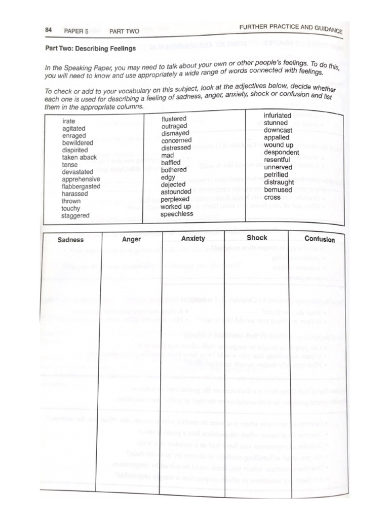 Vocabulary Describing Feelings + Topic Vocabulary | PDF