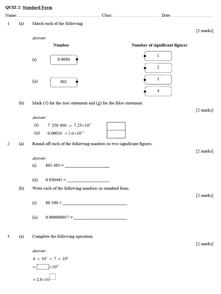 QUIZ 2 Standard Form | PDF | Significant Figures | Theoretical Computer ... QUIZ 2 Standard Form | PDF | Significant Figures | Theoretical Computer ...