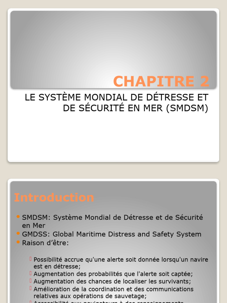 CHAPITRE 2-Le Systeme Mondiale de Detresse Et de Securite en Mer | PDF ...