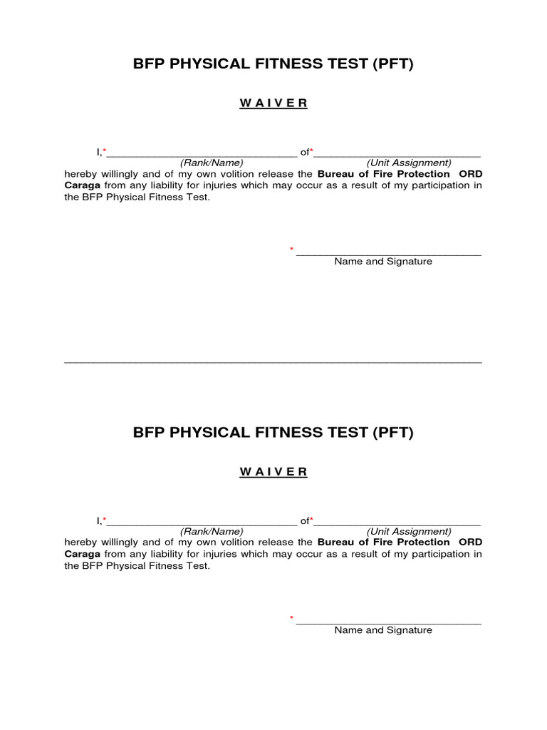 Pft Waiver Form | PDF