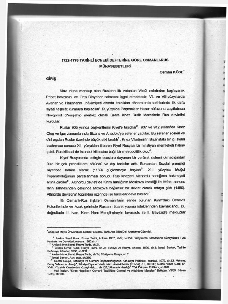1722-1776 Tarihli Ecnebi Defterine G - Re Osmanu-Rus M - Nasebetleri ...
