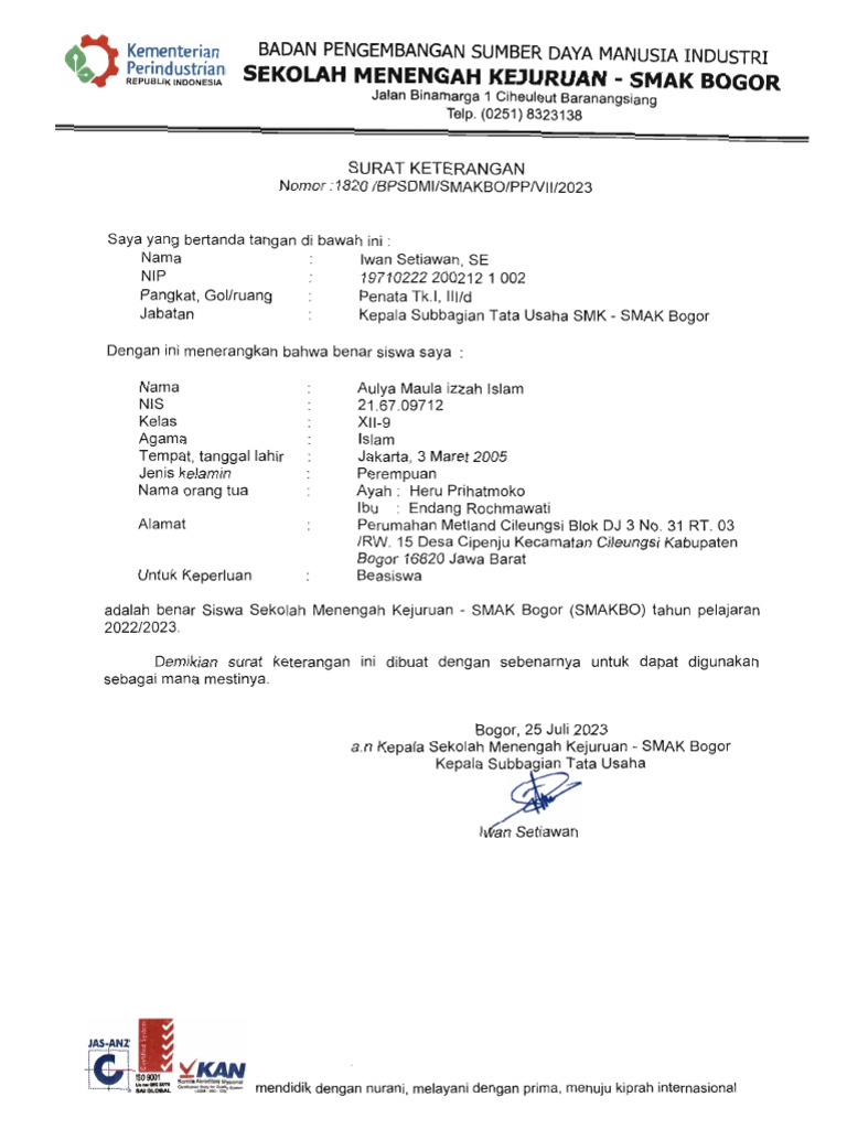 Surat Keterangan Edit | PDF