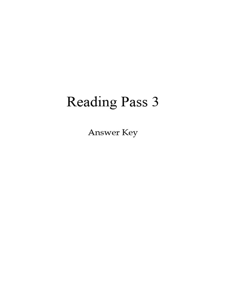 Reading Pass 3 Answer Key | PDF | Stem Cell | Embryonic Stem Cell