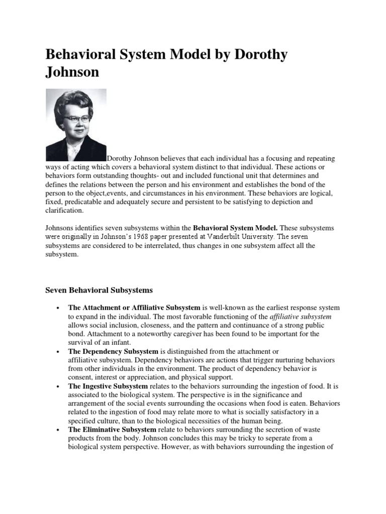 Seven Subsystems of Johnson's Model | PDF | System | Attachment Theory