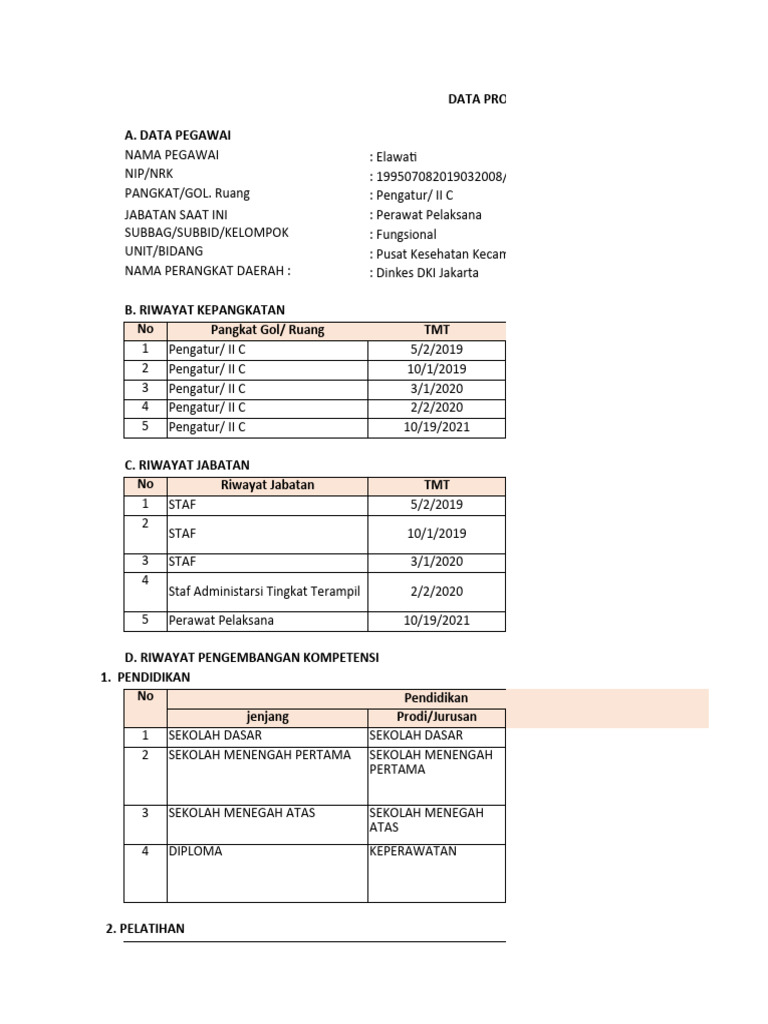 Formulir Profil Asn Dan Cara Pengisiannya | PDF