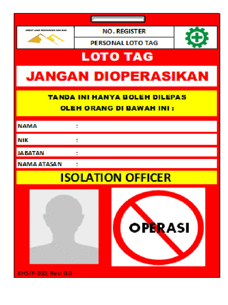 LOTO Tag | PDF