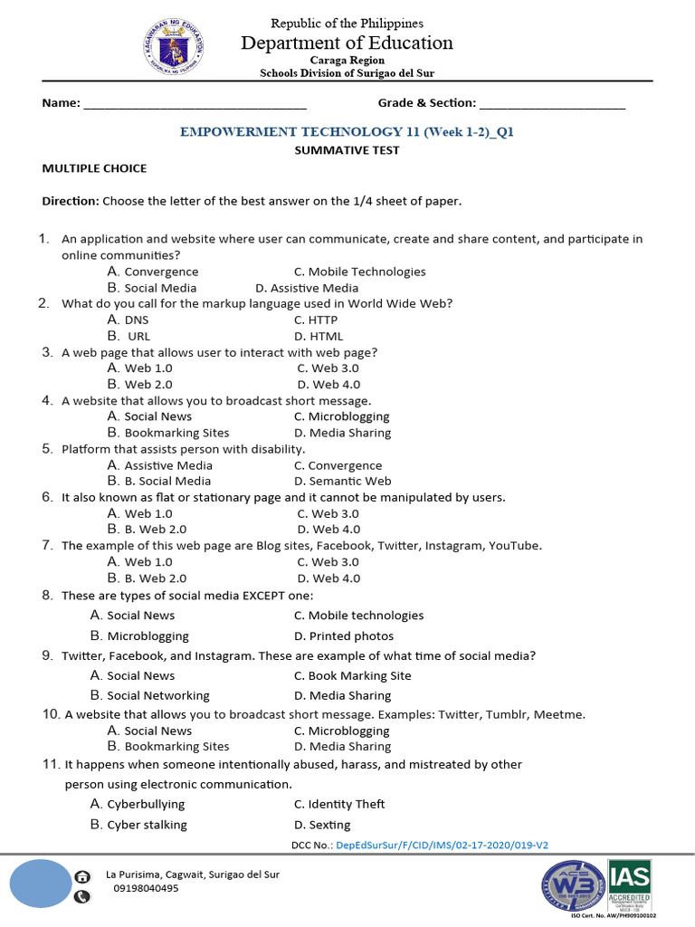 EmpoTech Summative-Week-12 Q1 | PDF | World Wide Web | Internet & Web