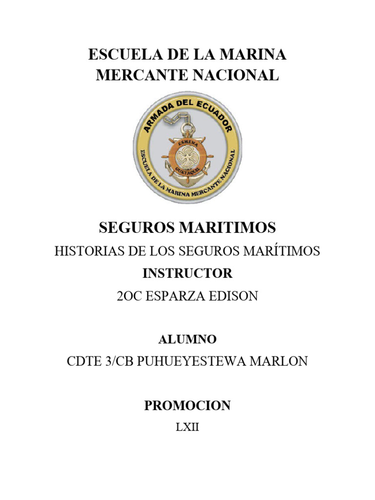 Escuela de La Marina Mercante Nacional | PDF | Seguro