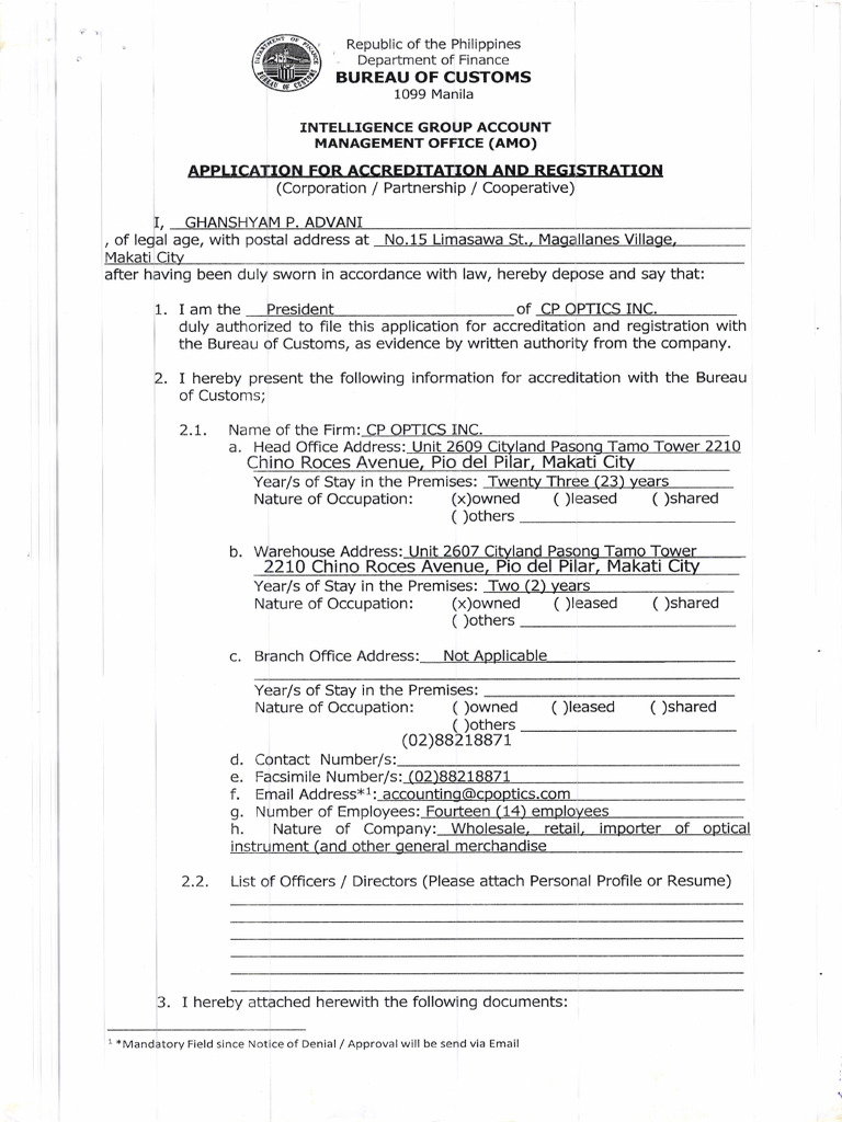 BOC Application For Accreditation | PDF | Economies | Government
