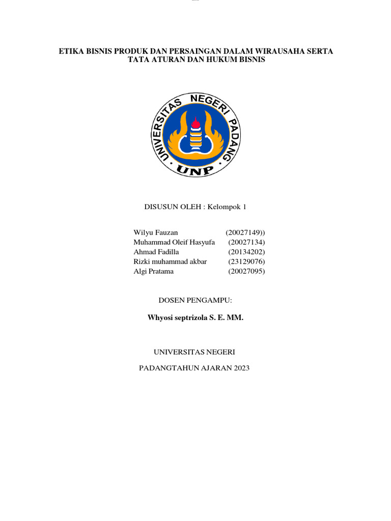 Etika Bisnis dan Hukum Kewirausahaan | PDF