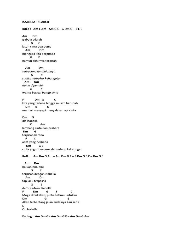 Chord Isabella | PDF | Puisi