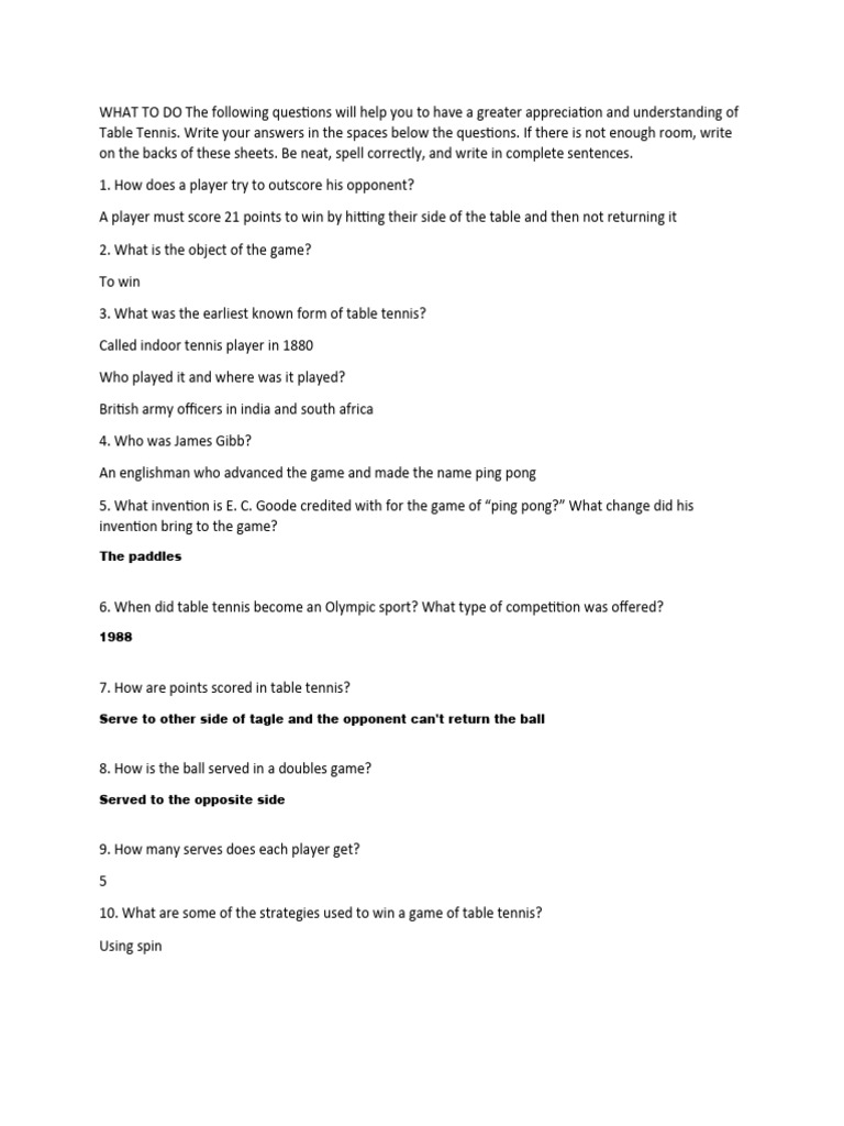 Table Tennis: A Beginner's Guide | PDF